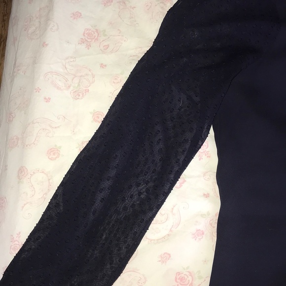 Express | Tops | Express Navy Blouse W Ruffle Sleeves | Poshmark